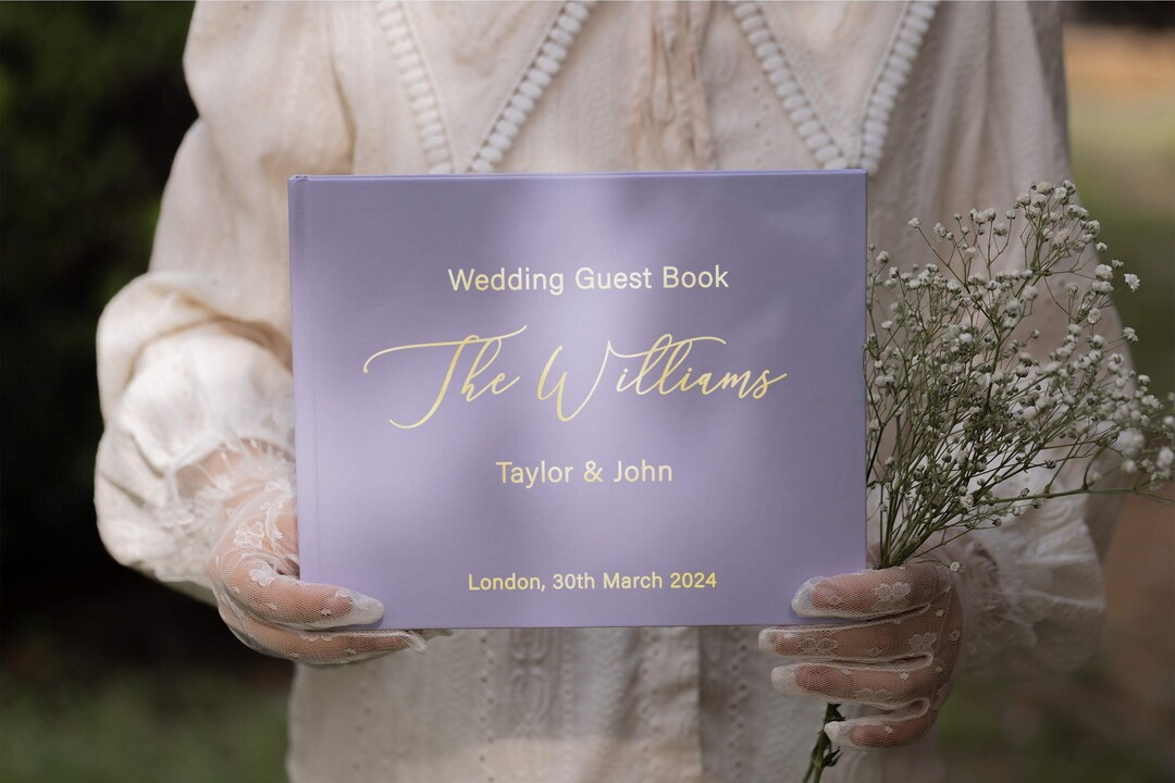 Personalized Wedding Guest Book, Gold Foil Guest Book, Wedding Signing ...