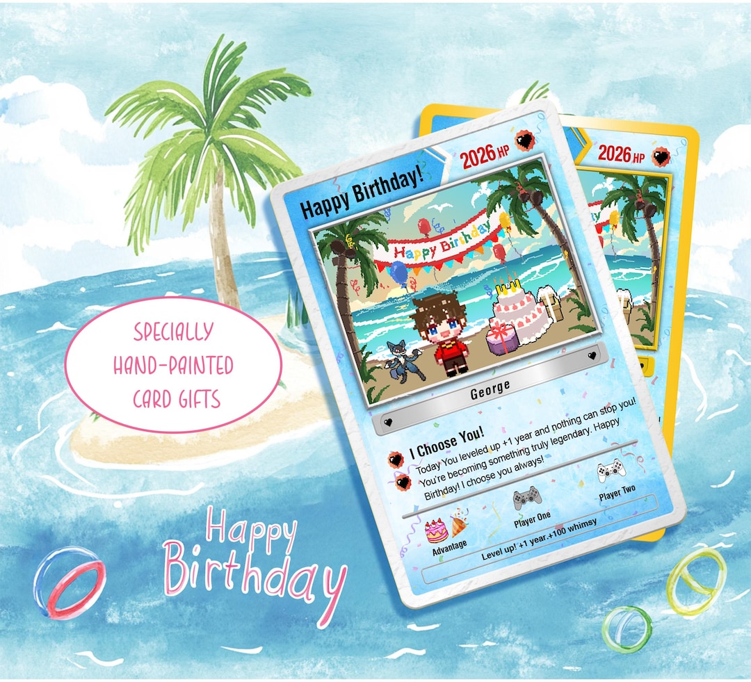Custom Pokemon Birthday Cards, Hand Drawn Birthday-themed Cards ...