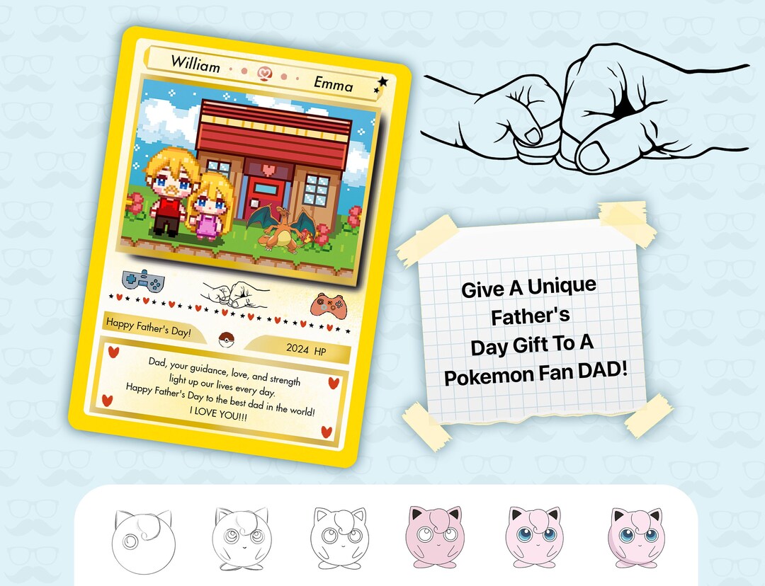 Hand-painted Father's Day Pokemon Card Custom, Father's Day Gifts ...