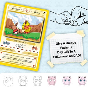 Hand-painted Father's Day Card Inspired by Pokemon, Father's Day Gifts ...