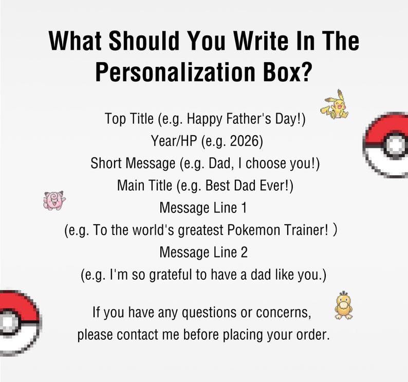 Hand-painted Father's Day Card Inspired by Pokemon, Father's Day Gifts ...