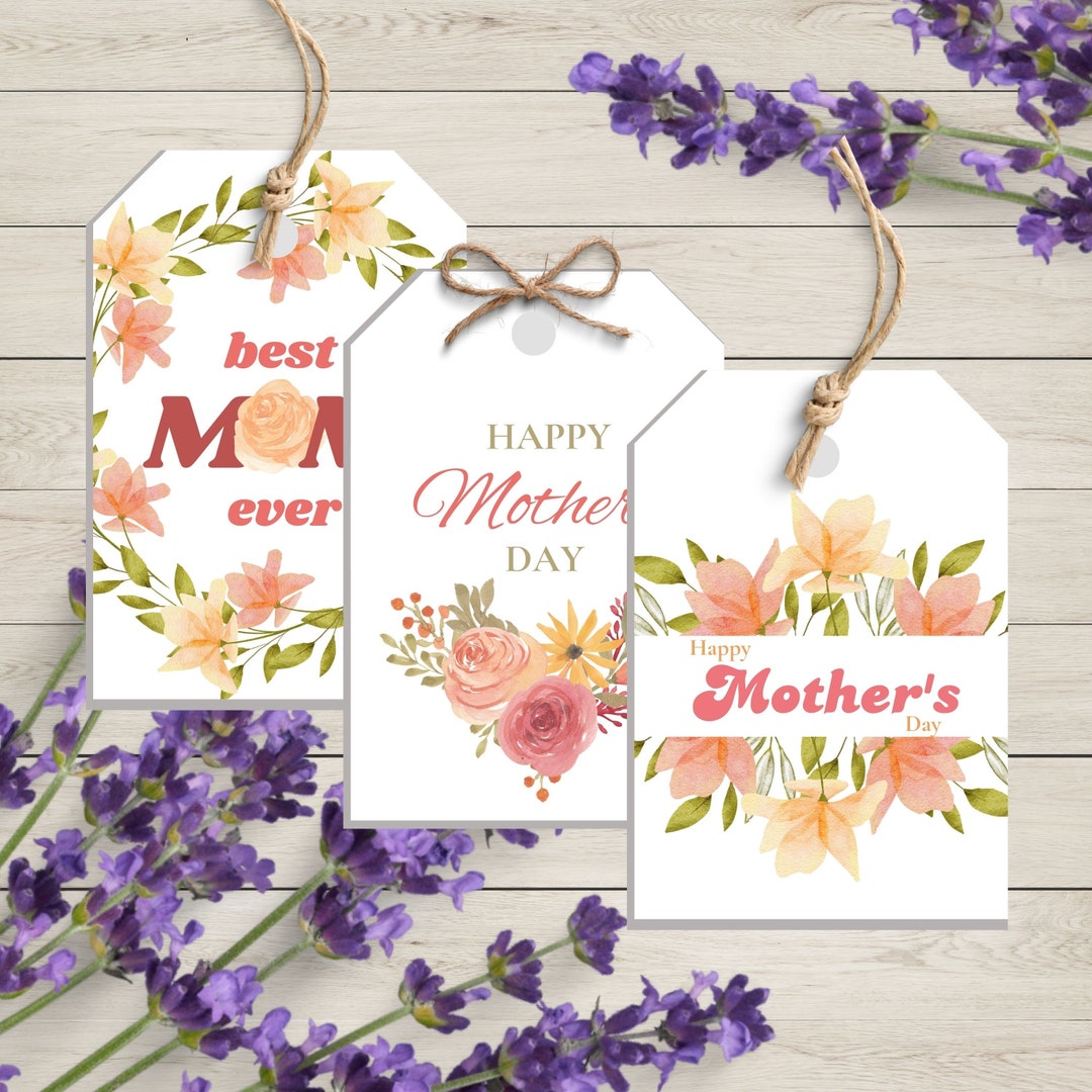 Mother's Day Gift Tag Template, 3 Summer Flower Designs, Botanical ...