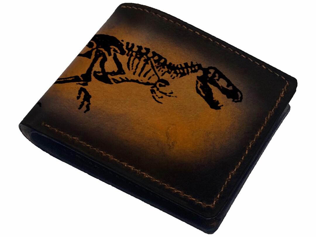 Tyrannosaurus Rex Skull Leather Bifold Wallet Dinosaur - Etsy