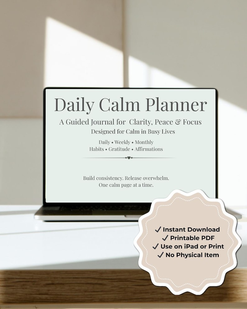 Daily Calm Planner Printable | Undated Self Care Journal & Anxiety ...