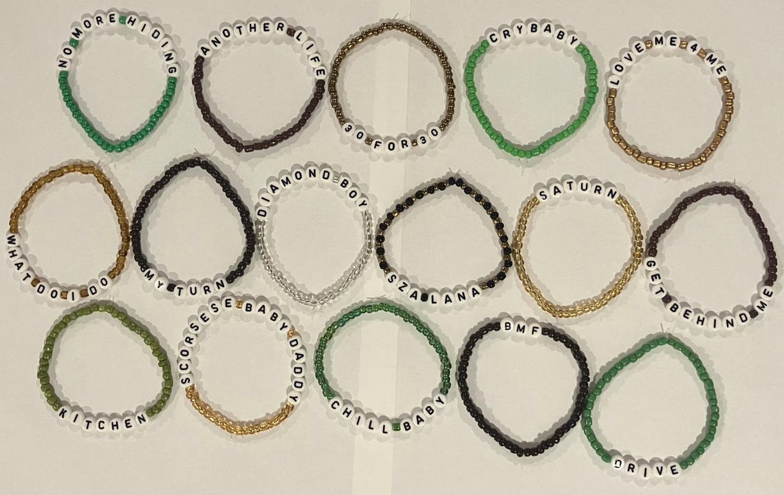 SZA Inspired Bracelets! SOS Tour Bracelets!! Kill Bill, Nobody Gets Me ...