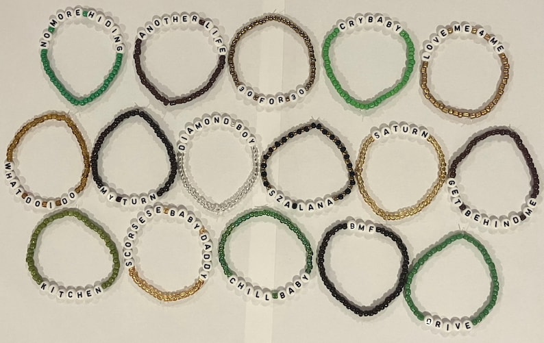 SZA Inspired Bracelets! SOS Tour Bracelets!! Kill Bill, Nobody Gets Me ...