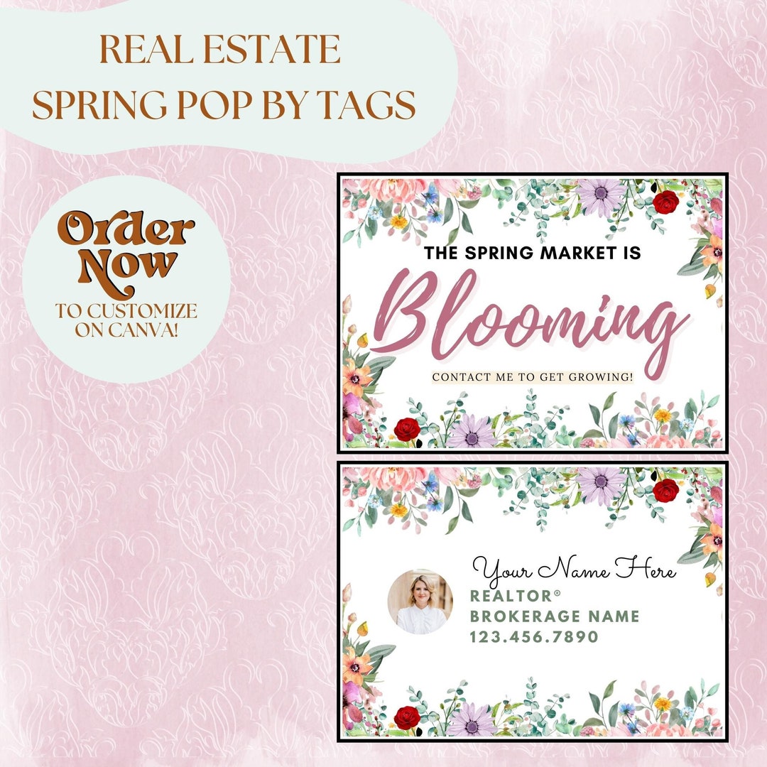 Realtor Spring Blooming Pop by Tag Sheet - Editable Template - Digital ...