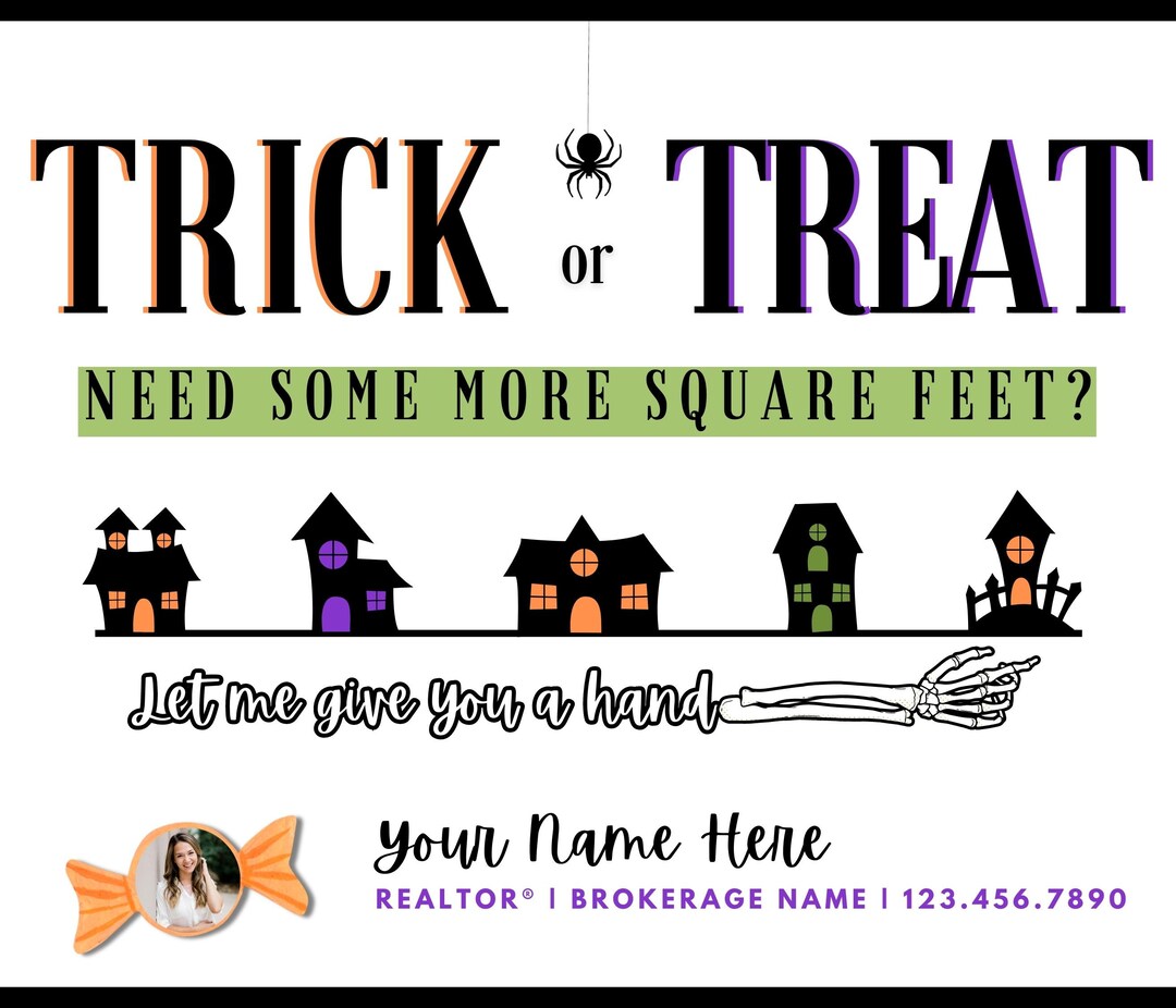 Realtor Halloween Trick or Treat Pop by Tag Editable - Etsy