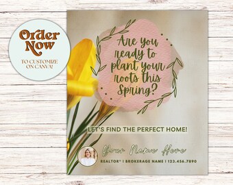 Realtor Spring Pop by Tag Editable Template Digital April - Etsy