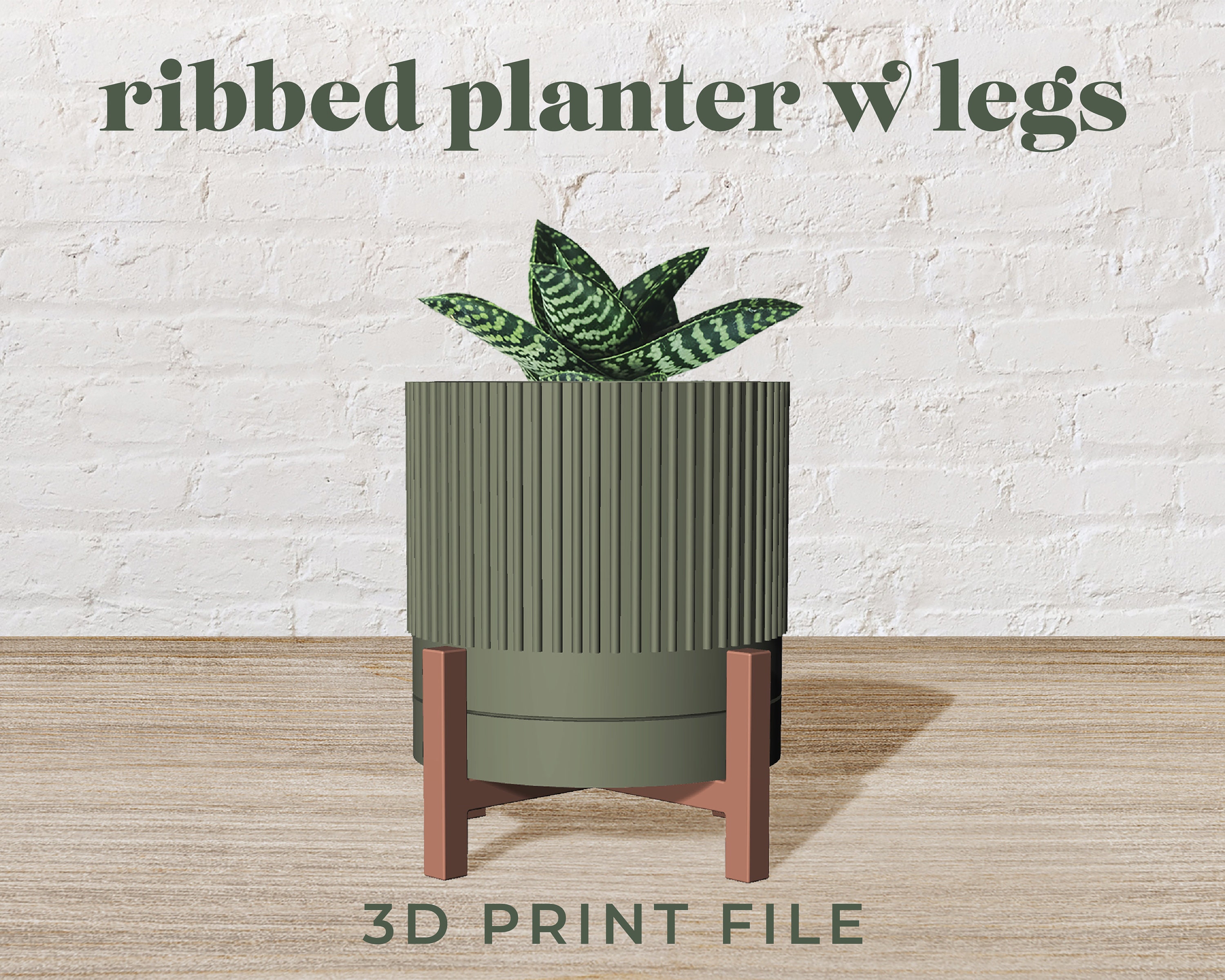 6 Ribbed Planter With Legs 3D Print File - Etsy