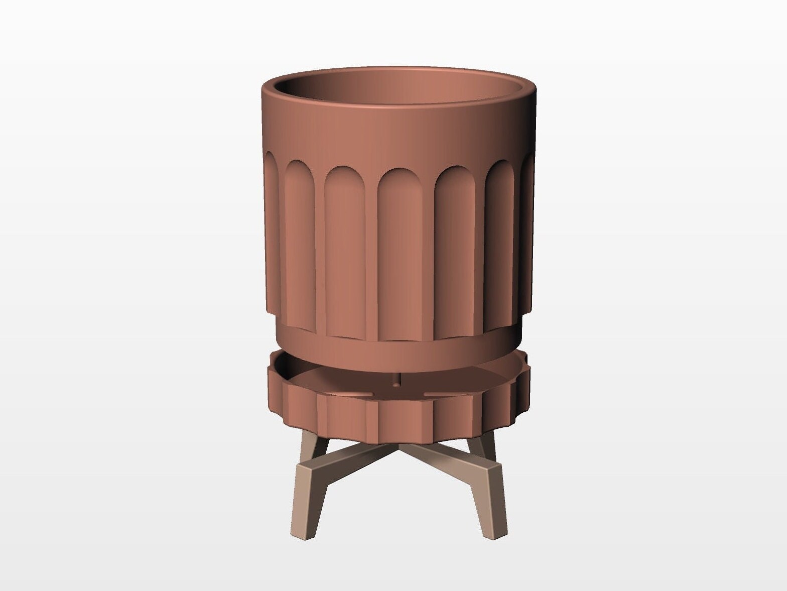 6" Fluted Planter With Legs 3D Print File - Etsy