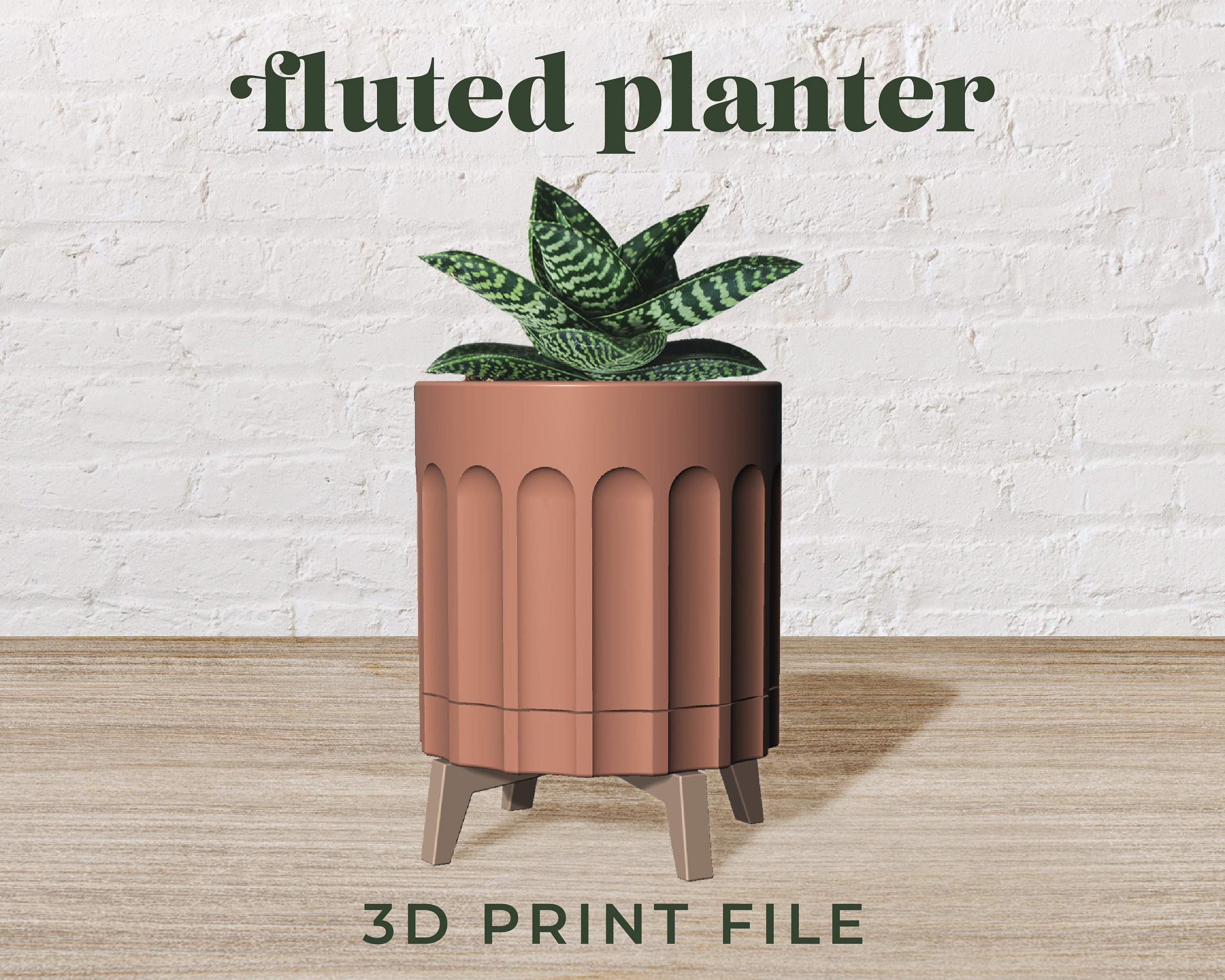 6" Fluted Planter With Legs 3D Print File - Etsy