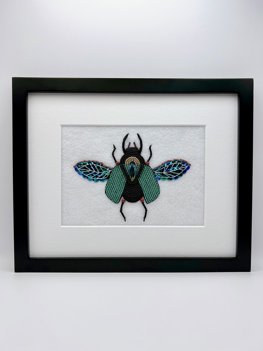 Beetle Bead Embroidery Art - Etsy