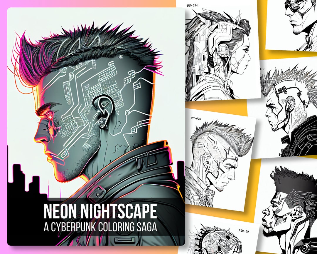 Neon Nightscape: A Cyberpunk Coloring Saga | Adult Dystopian Cyberpunk ...