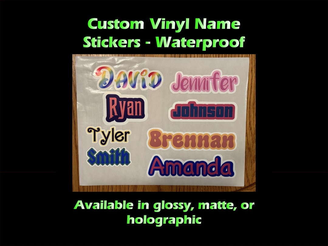Custom Vinyl Name Stickers - Waterproof! - Etsy