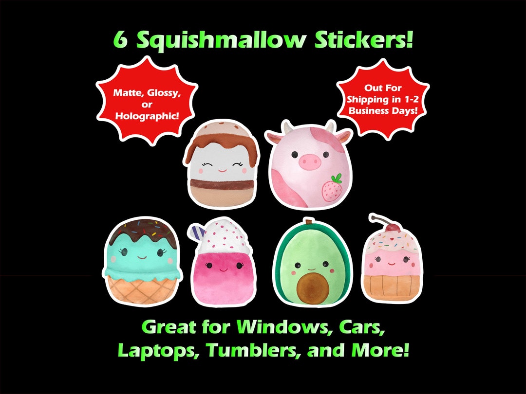 6 Squishmallow Sticker Set Waterproof and Scratch Resistant Ink - Etsy