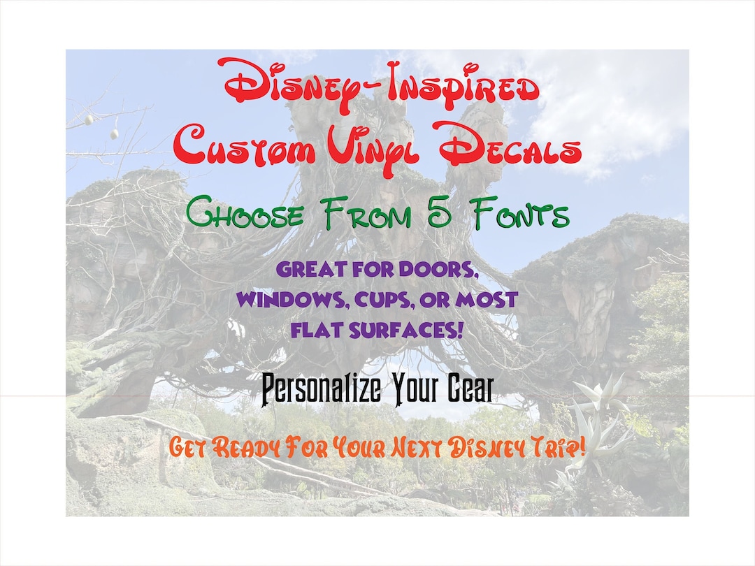 Disney-inspired Custom Vinyl Decals - 5 Fonts - Disney Decor - Vinyl ...