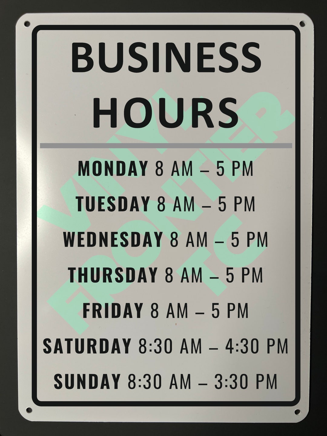 Personalized BUSINESS HOURS Sign Vinyl Decal Placed on White - Etsy