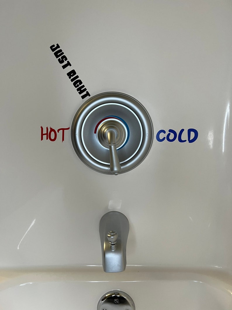 HOT, COLD, and 'just Right' Vinyl Adhesive Decals for Bath or Shower ...