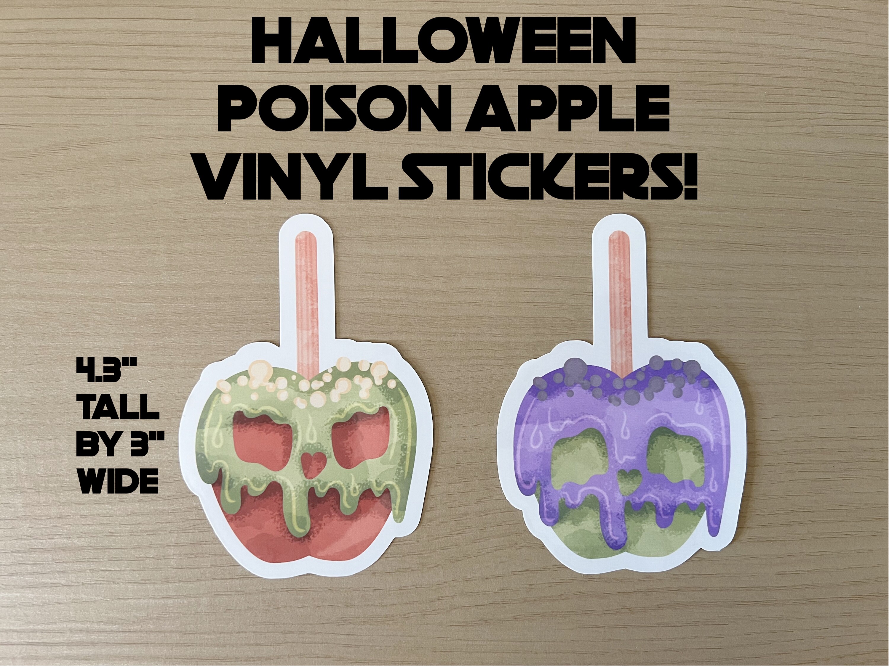Spooky Poison Candied Apple Halloween Vinyl Sticker or Magnet Set ...