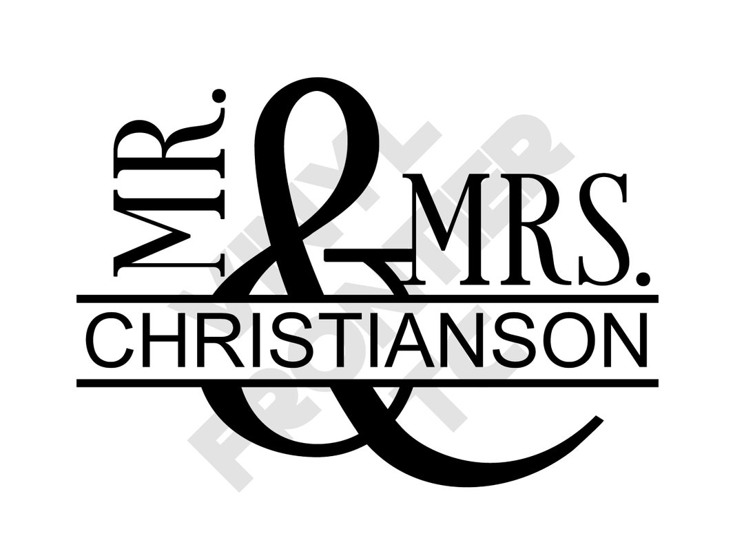 MR & MRS Personalized Adhesive Vinyl Decal, Available in Many Colors ...