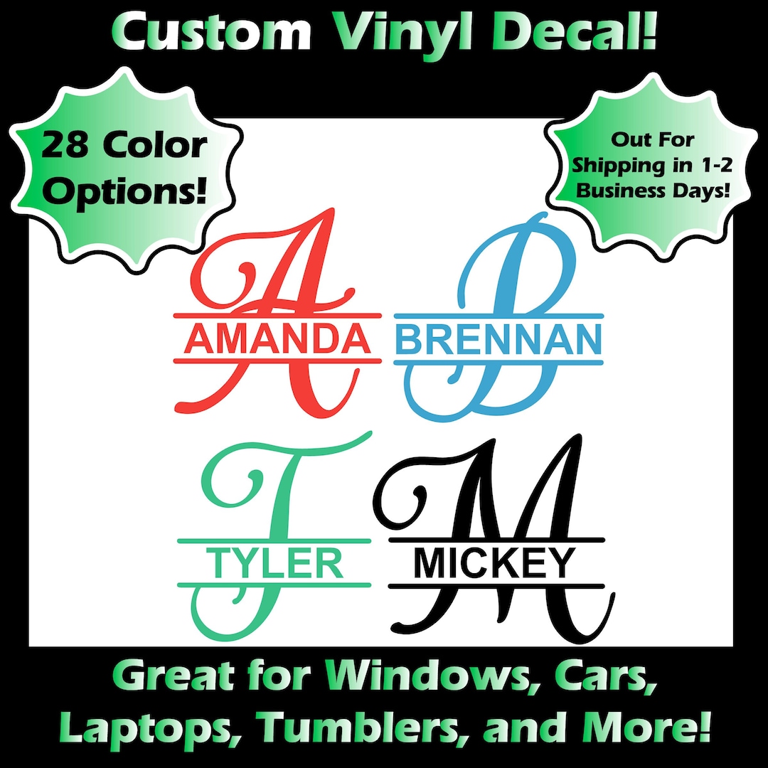 Custom Vinyl Decals, Letter With Name, Adhesive and Available in Many ...