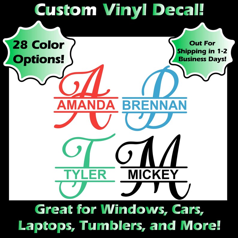 Custom Vinyl Decals, Letter With Name, Adhesive and Available in Many ...