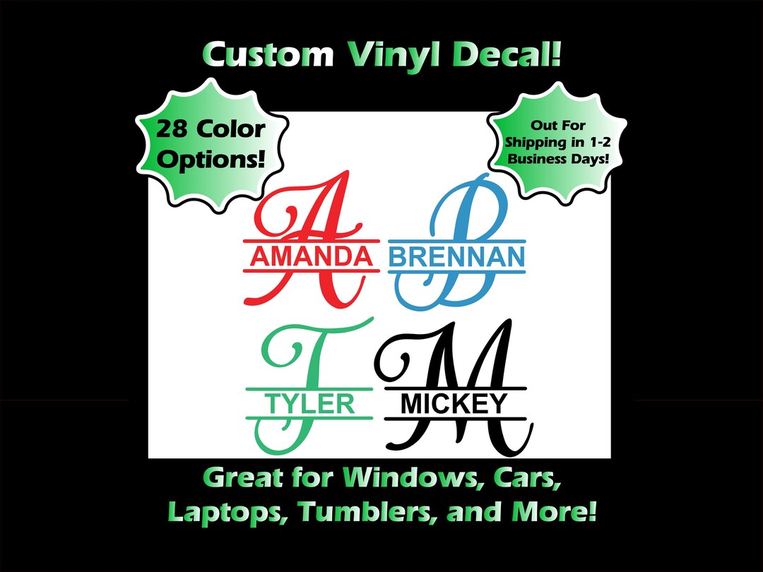 Custom Vinyl Decals, Letter With Name, Adhesive and Available in Many ...
