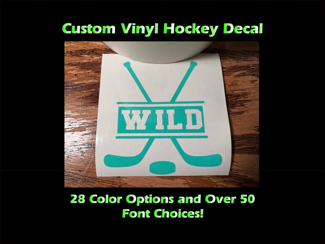 Custom Hockey Vinyl Decal, Choose the Text With Many Color and Font ...
