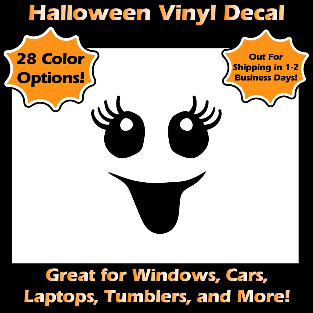 Halloween Decal - Ghost Face With Eyelashes - 28 Color Options! - Etsy
