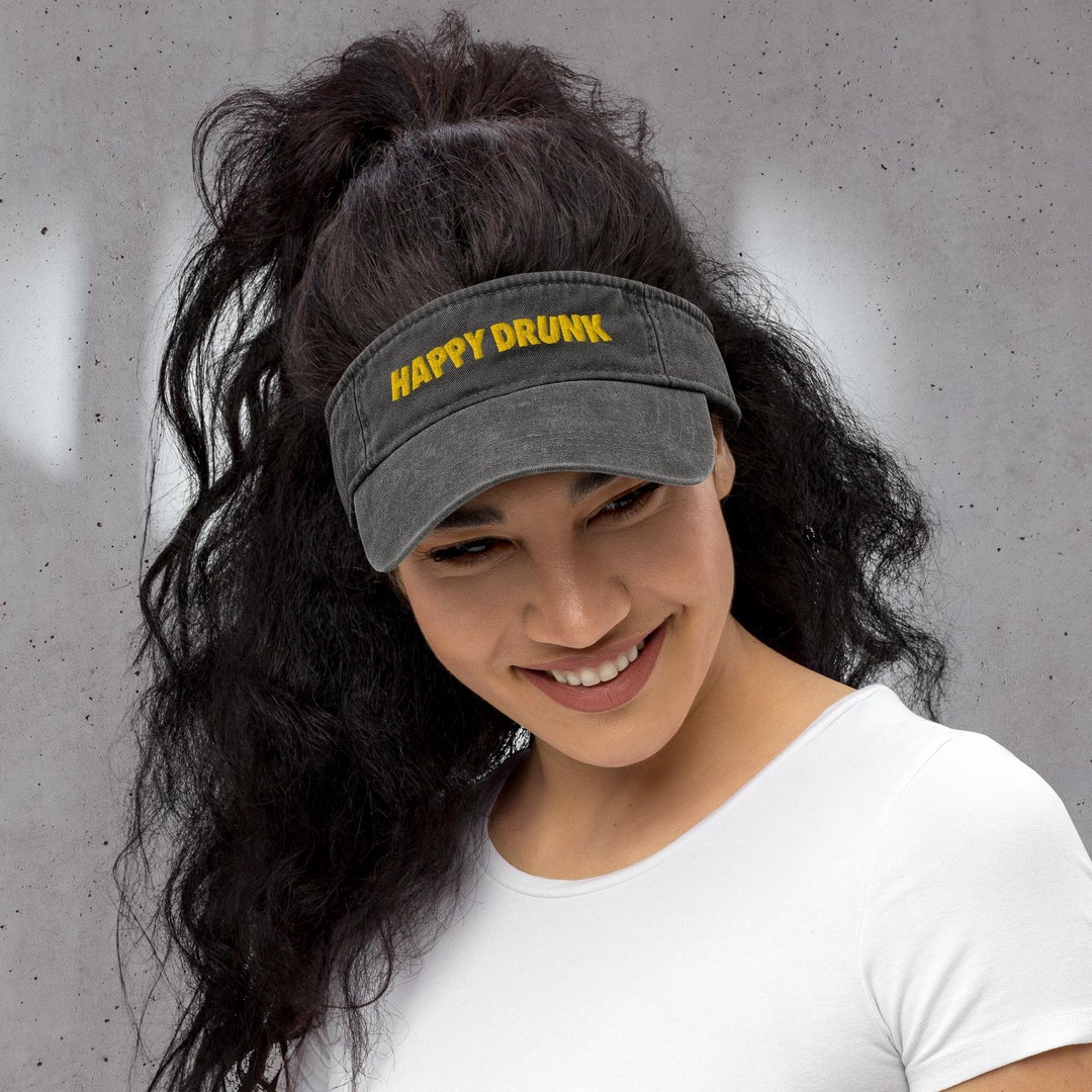 Happy Drunk Denim Visor for Golfing, Men, Women, Bar Crawls, Bachelor ...