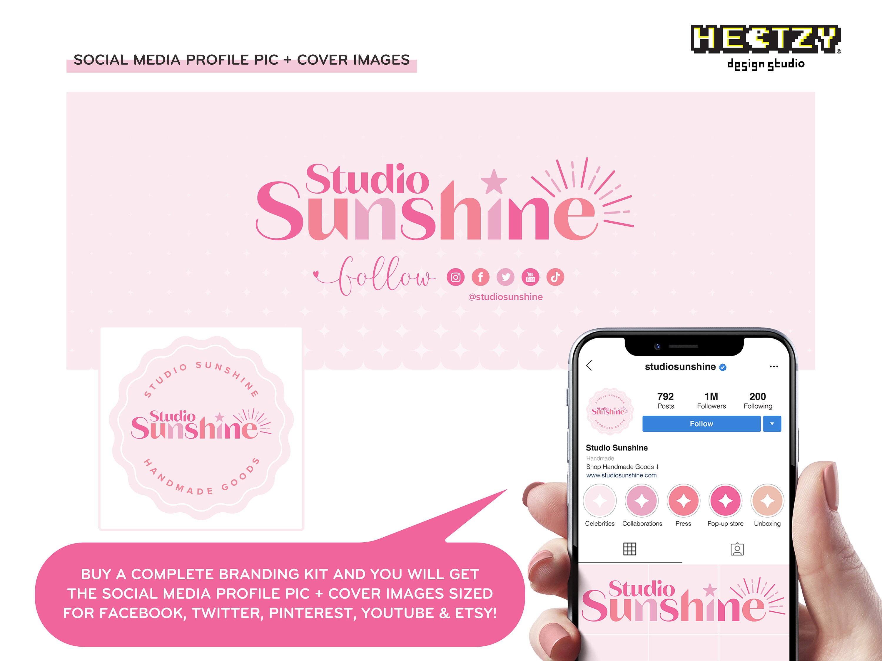 Pink Peach Sparkle Logo Design Colorful Logo Small Business Logo Bright ...