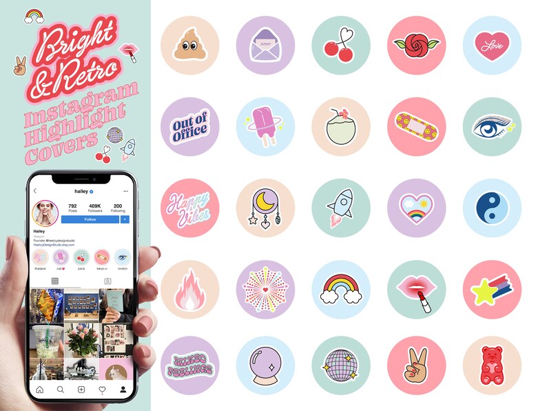 25 Bright Retro Instagram Highlight Covers - Covers for Instagram ...