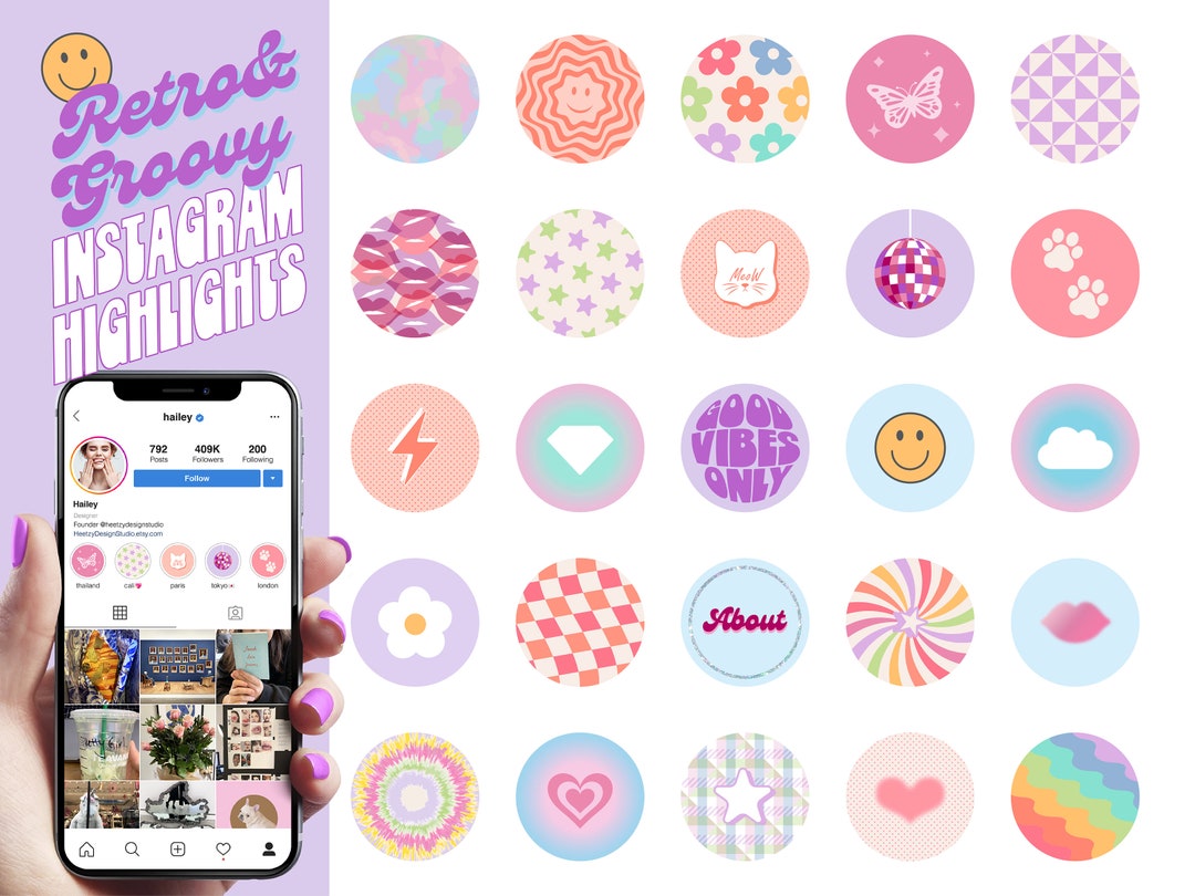 25 Retro Groovy Instagram Highlight Covers - Covers for Instagram ...