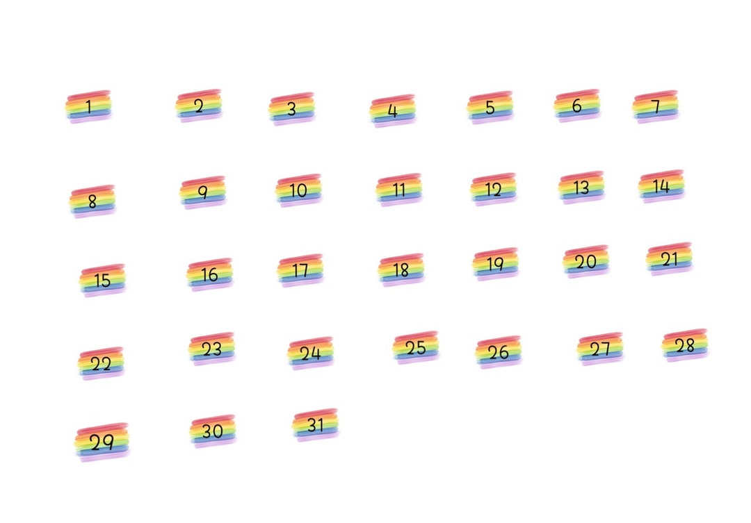 Rainbow Watercolor Digital Date Dots for Goodnotes - Precropped - Etsy
