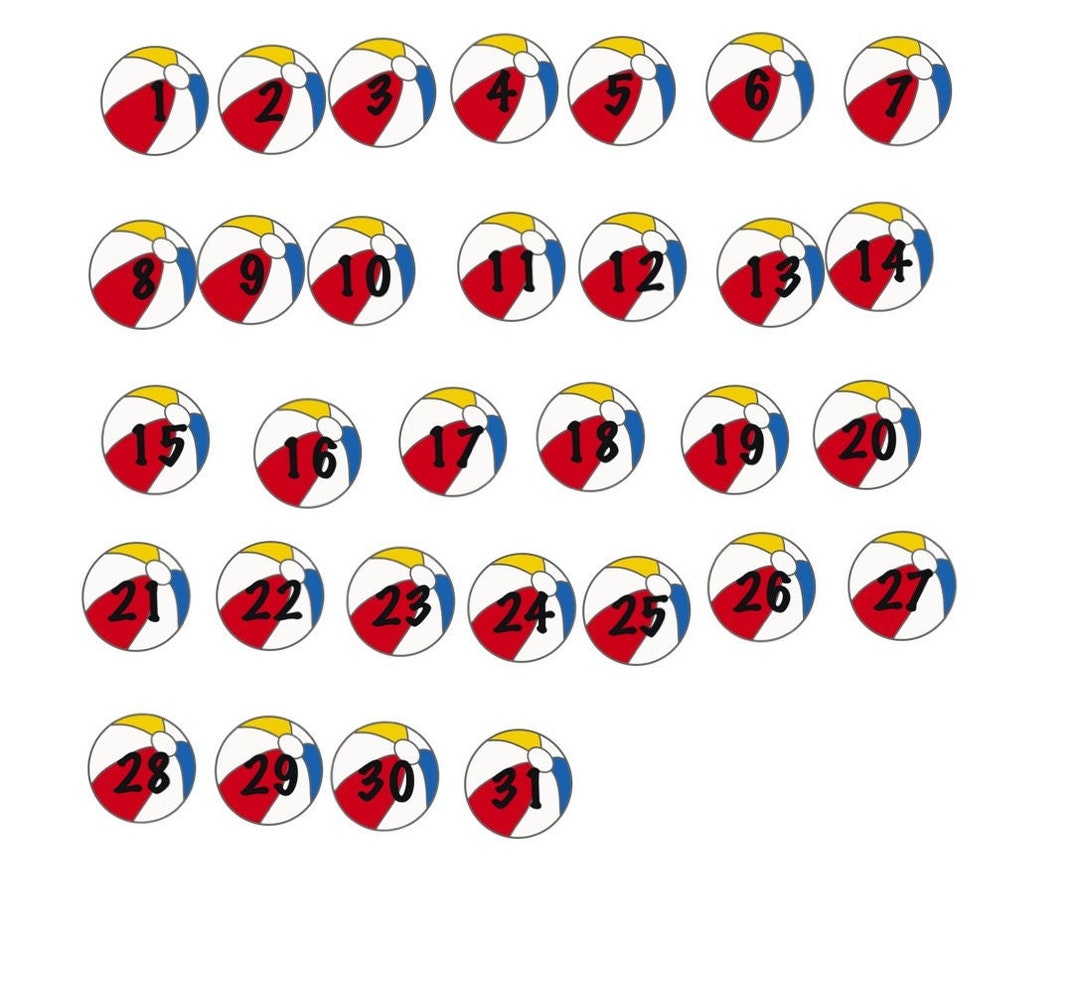 Digital Date Dots - Beach Ball Themed - Precropped - Etsy