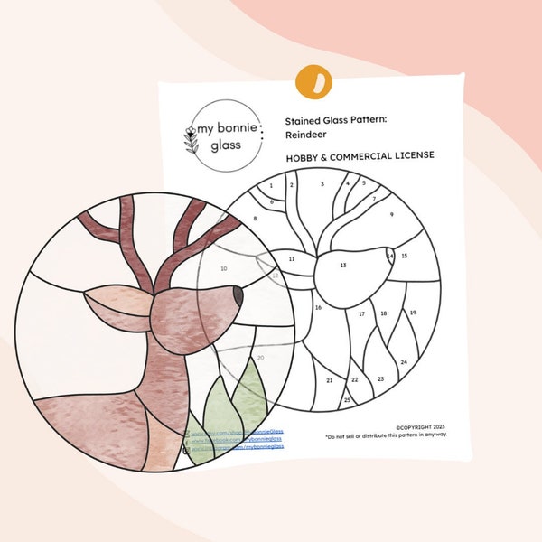 Stained Glass Reindeer Pattern - Etsy