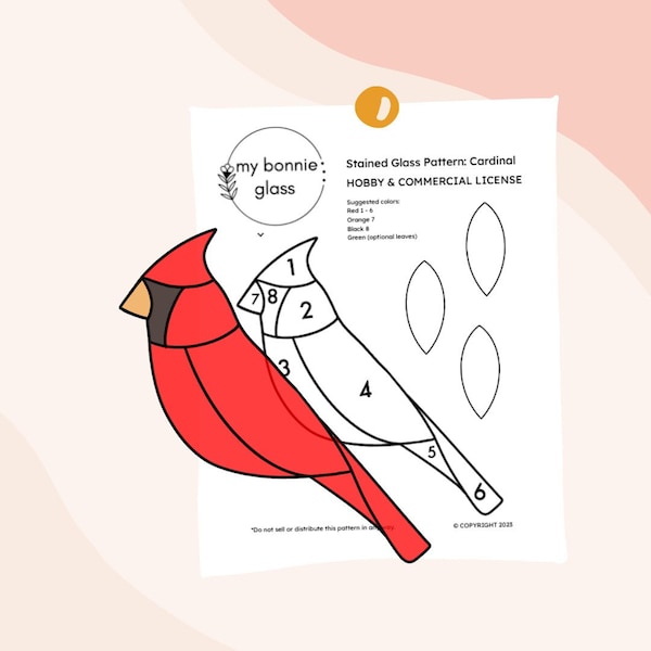 Stained Glass Cardinal Pattern - Etsy