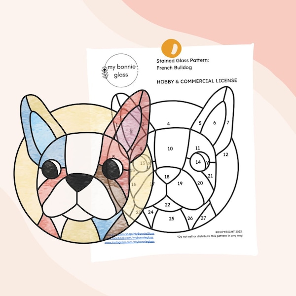 Stained Glass Patterns French Bulldog - Etsy
