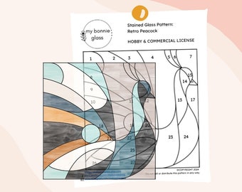 Stained Glass Peacock Pattern Printable PDF Suncatcher Window Panel ...