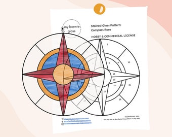 Compass Rose Victorian Stained Glass Pattern Print at Home - Etsy