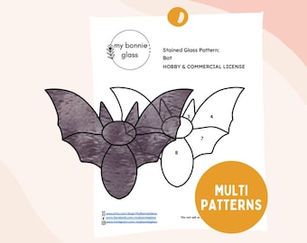 Halloween Bat Stained Glass Pattern - Digital Download, DIY Stained ...