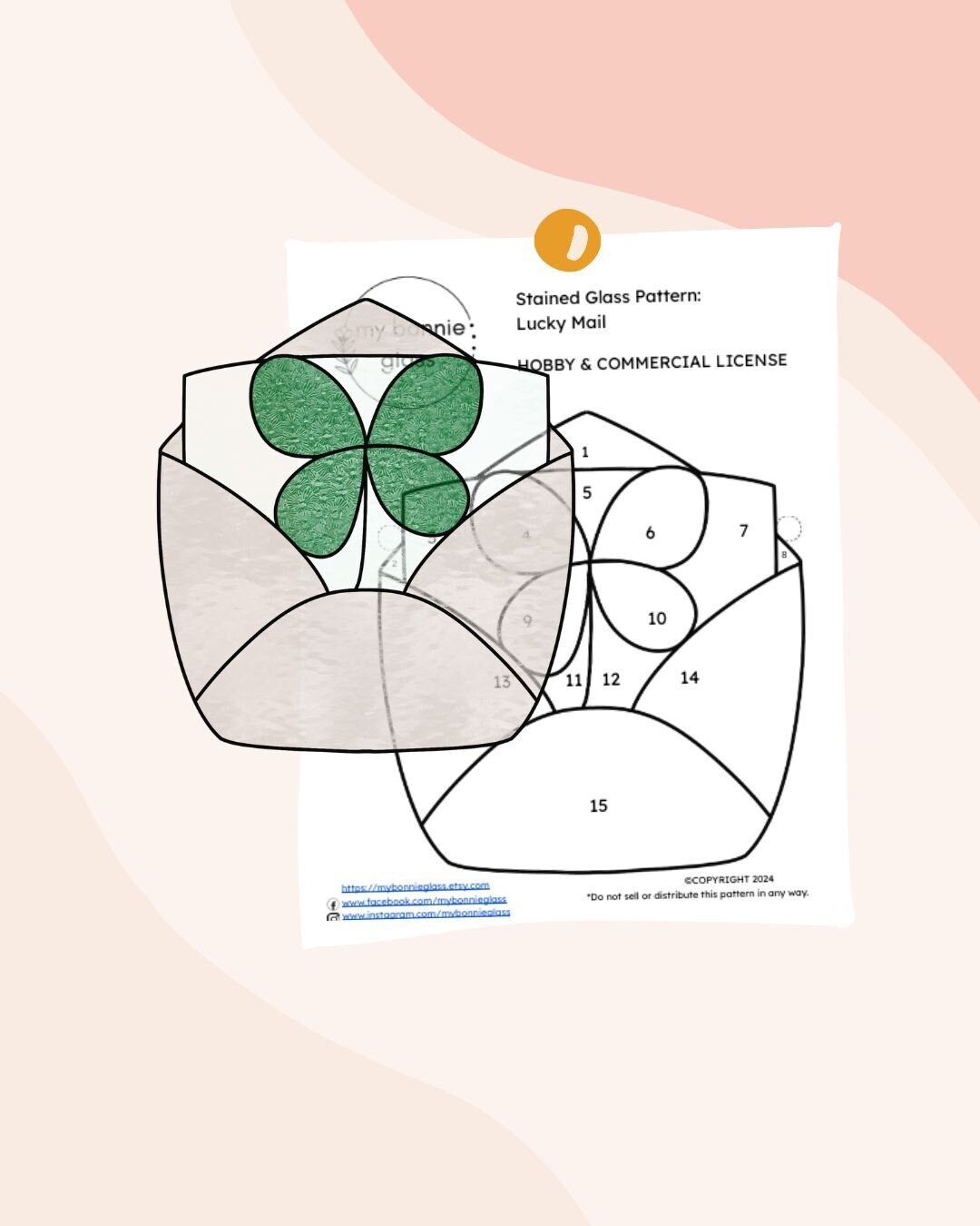 PATTERN Lucky Mail Shamrock Stained Glass Pattern, Printable Glasswork ...