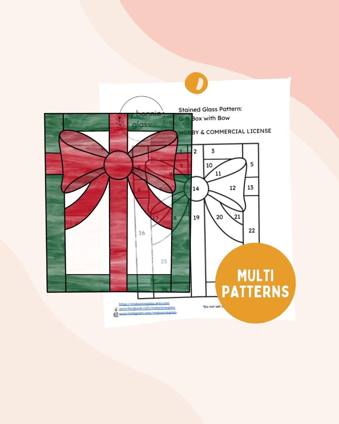 Gift Box With Bow Stained Glass Pattern Pack - Etsy
