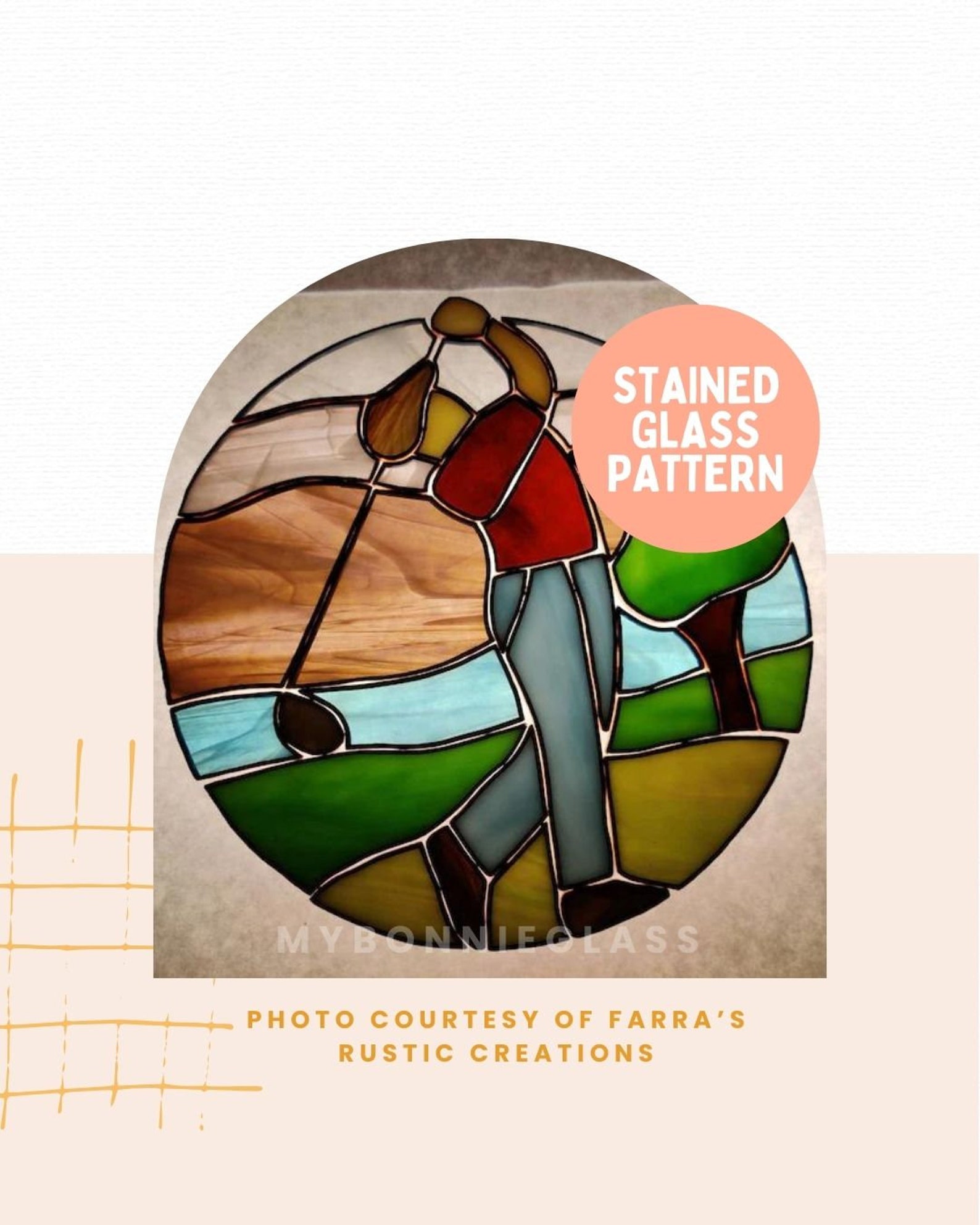 Golfer Stained Glass Pattern - Etsy
