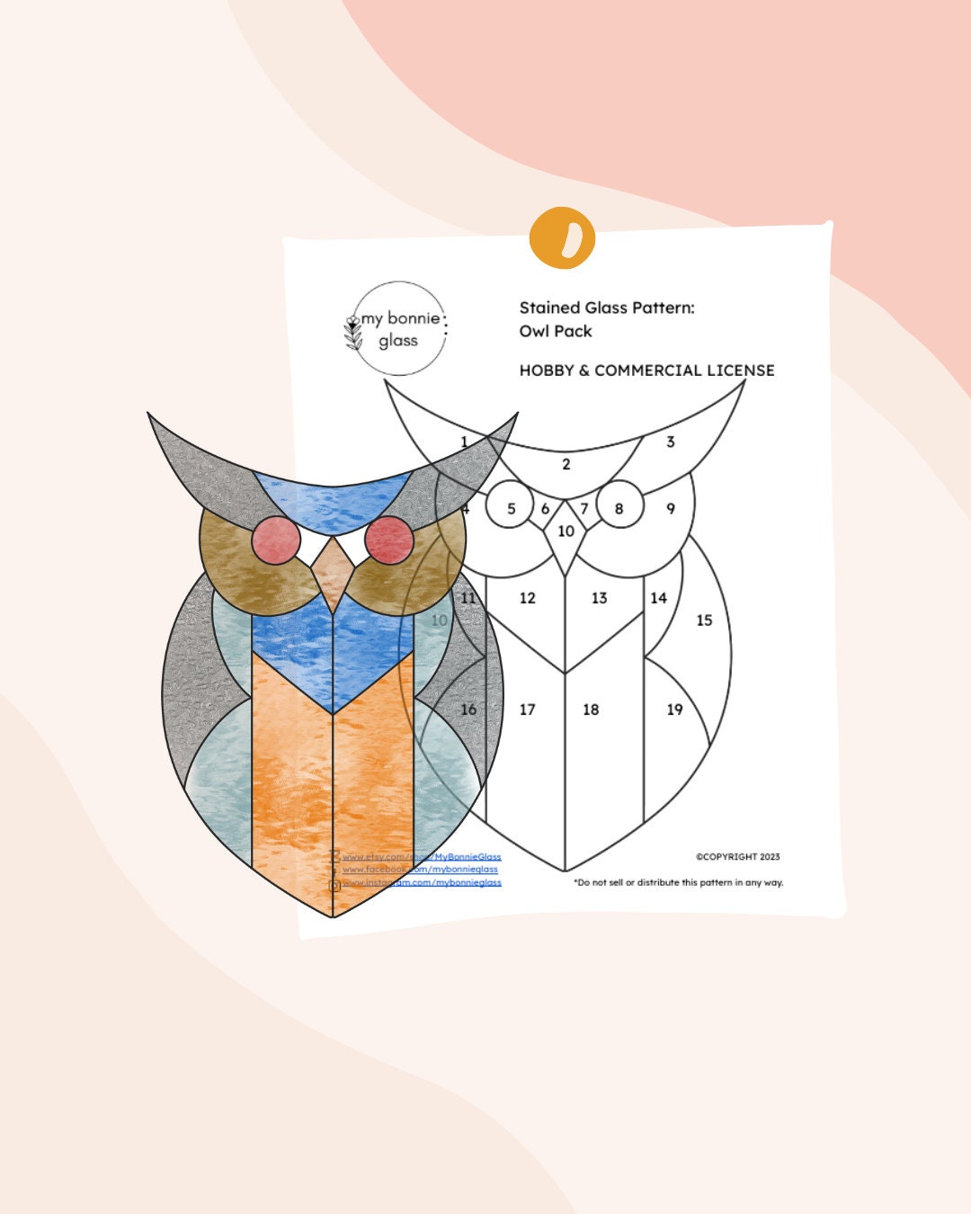 Owl Pack of 4 Stained Glass Patterns - Etsy