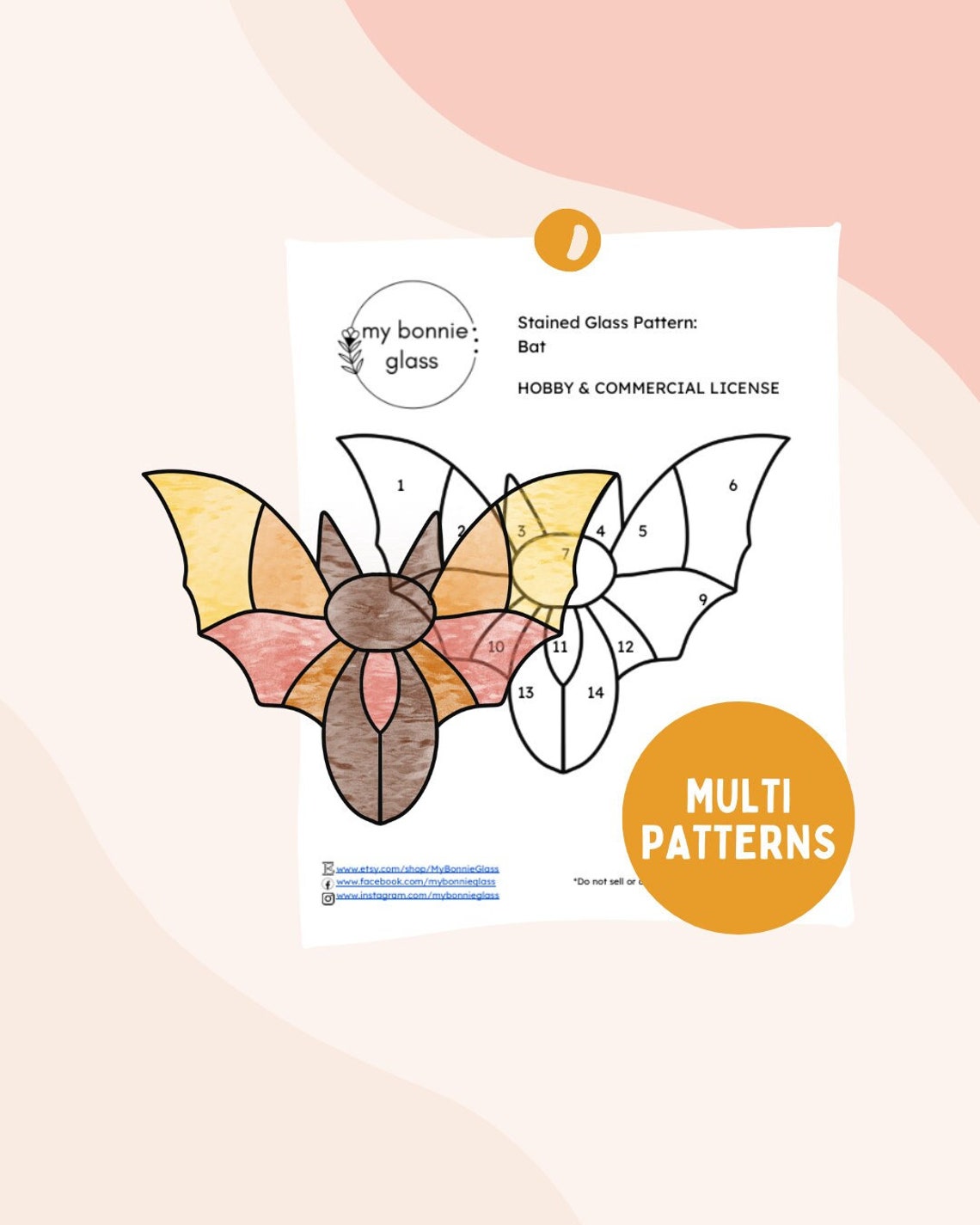 Bat Pack Stained Glass Pattern - Etsy