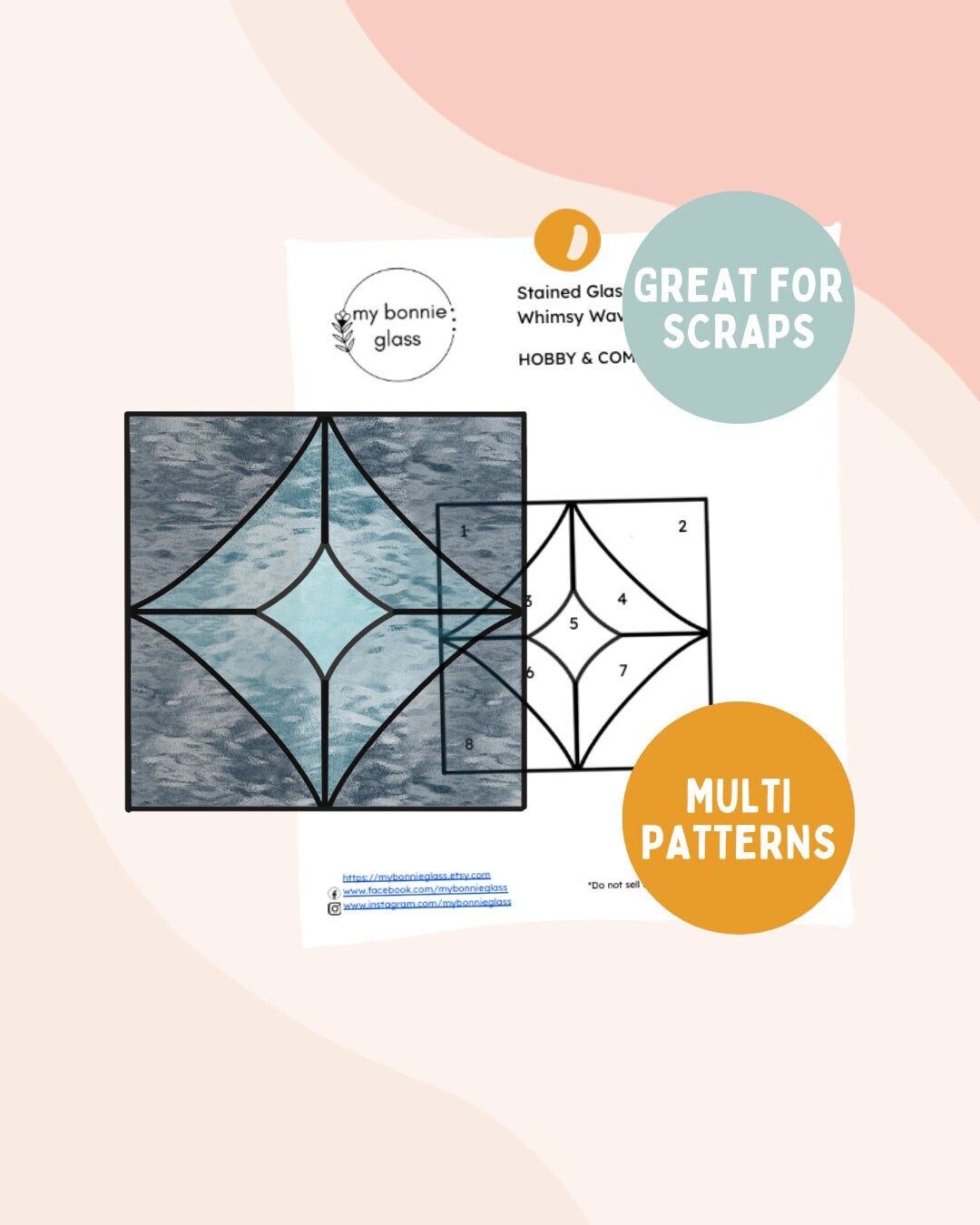 Whimsy Waves Stained Glass Pattern Pack - Etsy