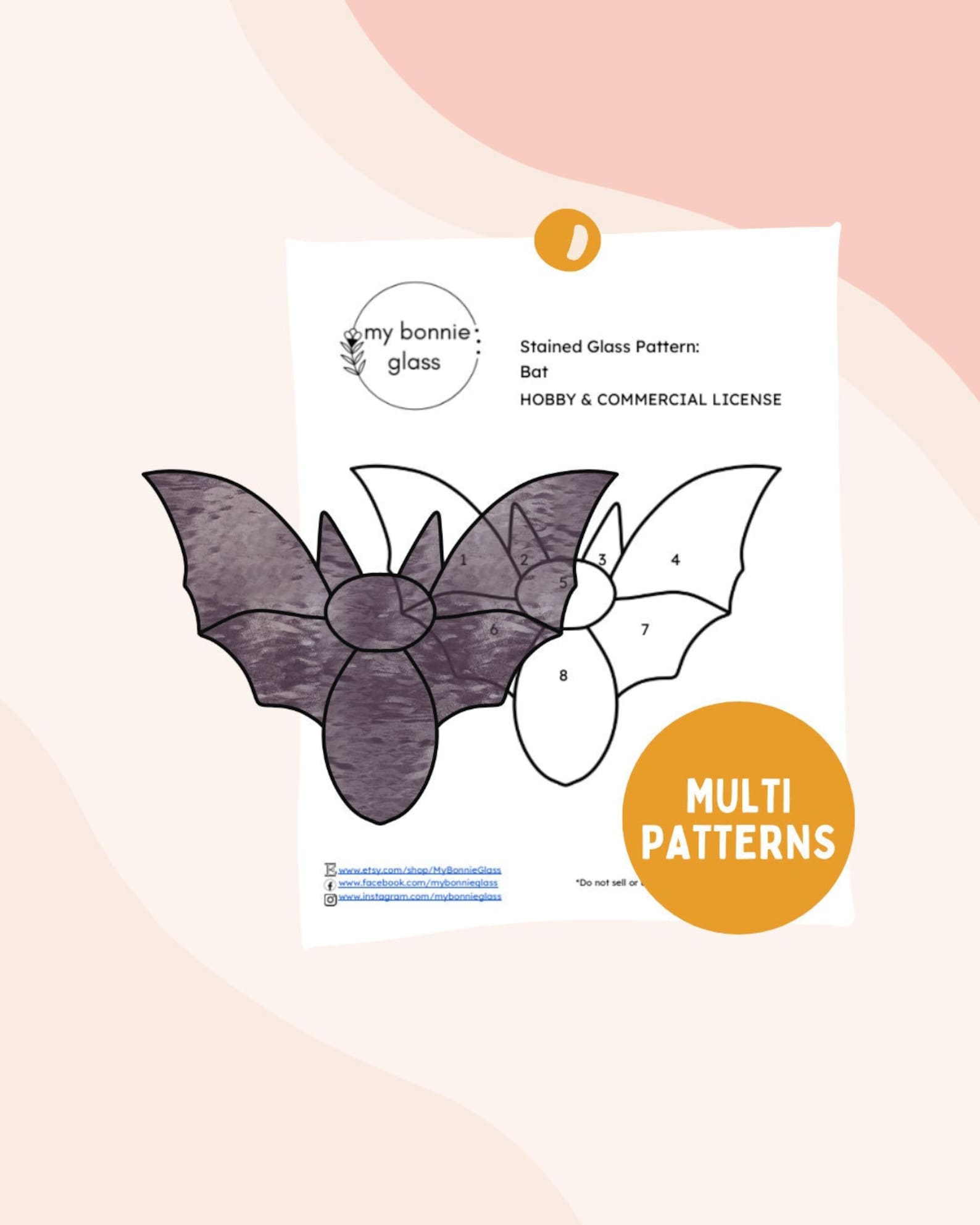 Bat Pack Stained Glass Pattern - Etsy