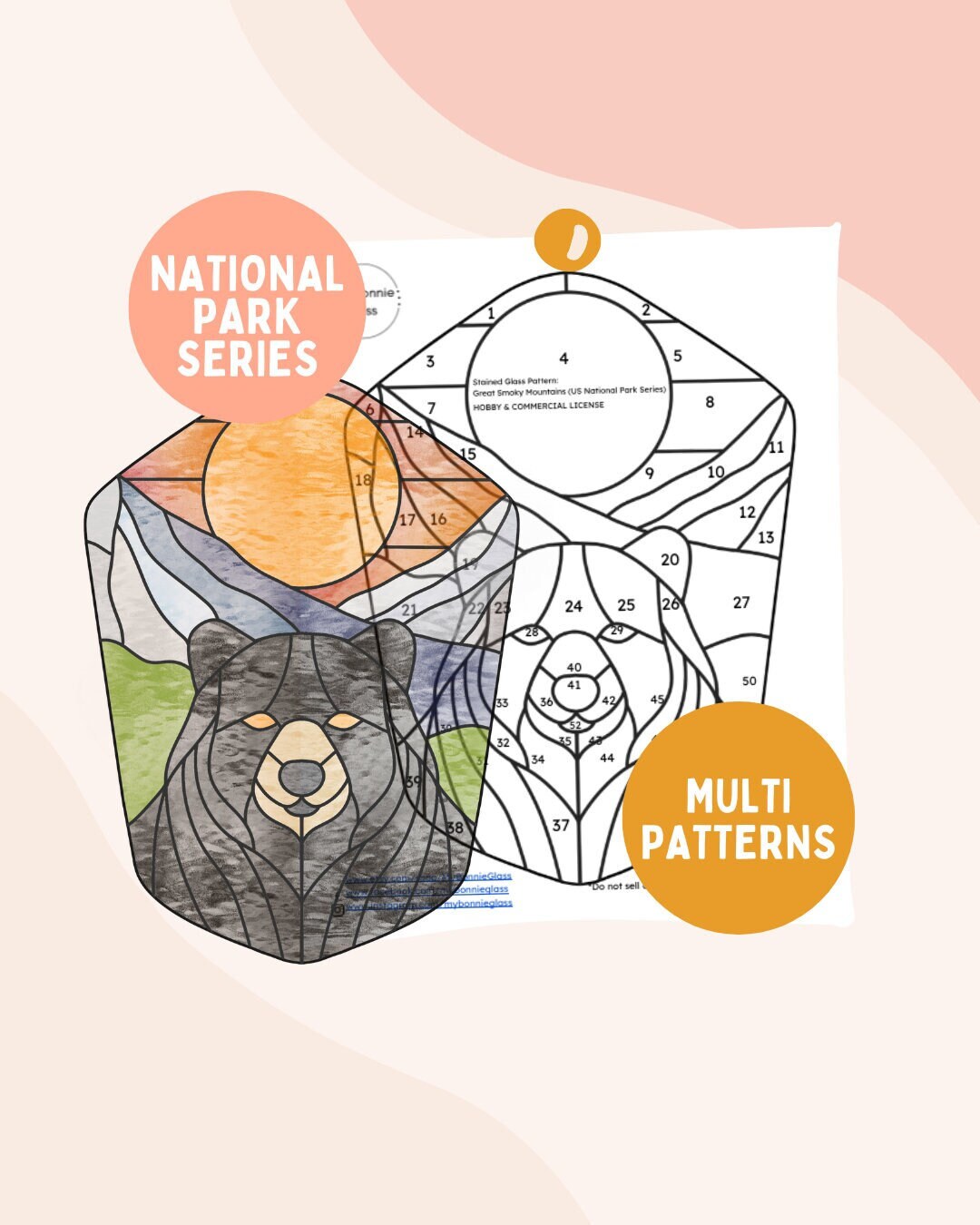 Great Smoky Mountains Stained Glass Pattern Pack - Etsy